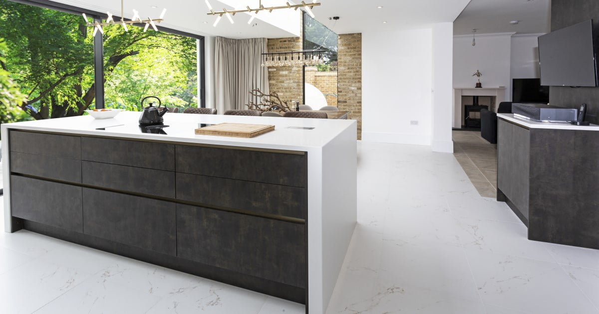 Kitchens: Waterfall Edge Countertop - Great British Kitchens & Interiors